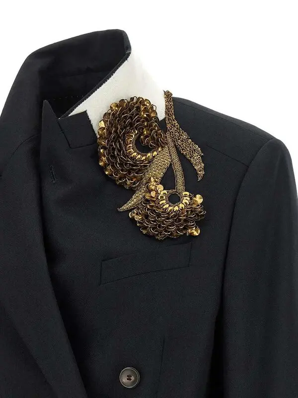 Dries Van Noten Embroidered Double-breasted Blazer - Blue