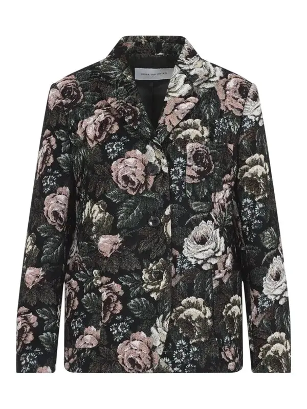 Dries Van Noten Single-breasted Jacquard Coat