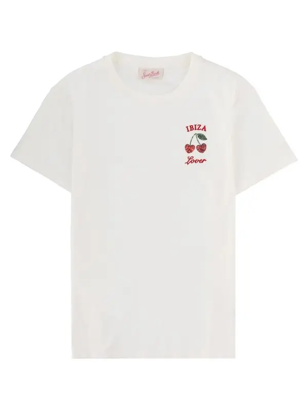 MC2 SAINT BARTH Cherry Graphic Cotton T-shirt - White