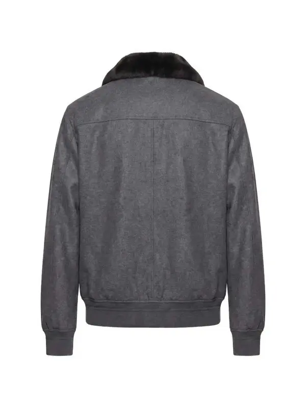 MONTECORE Faux-fur Collar Bomber Jacket - Gray