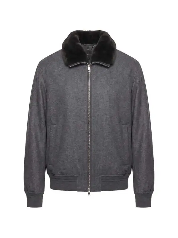 MONTECORE Faux-fur Collar Bomber Jacket - Gray