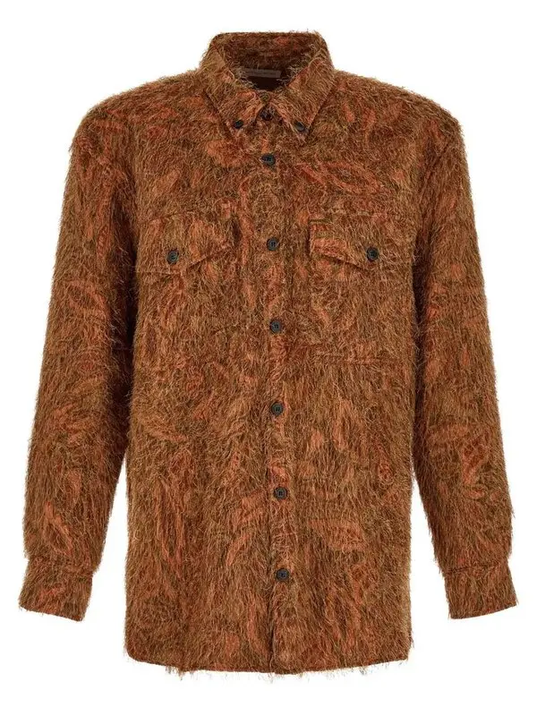Dries Van Noten Shaggy Jacquard Shirt With Fringe