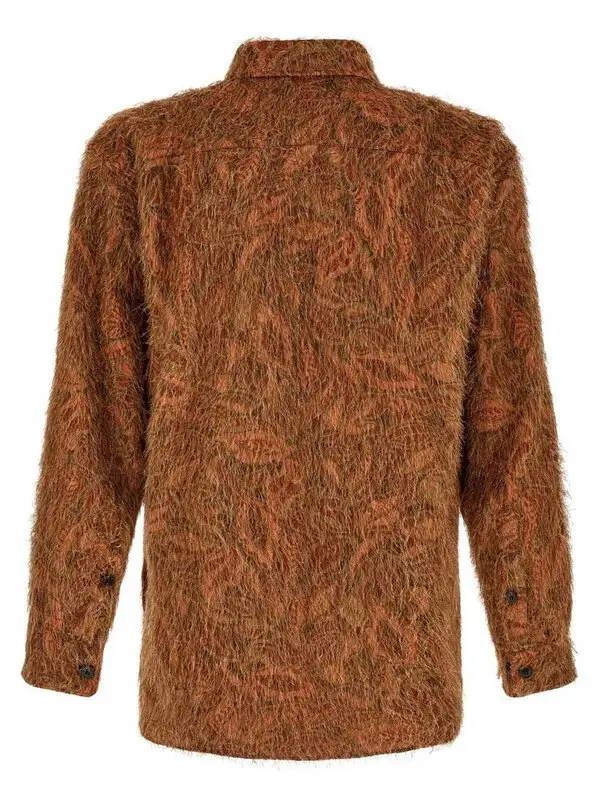 Dries Van Noten Shaggy Jacquard Shirt With Fringe