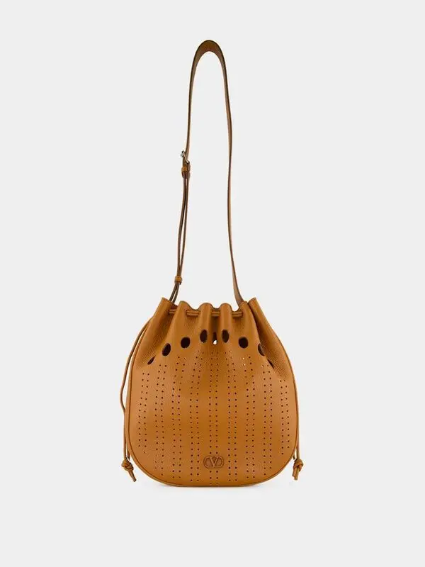 Valentino Garavani Calf Leather Drawstring Satchel Bag