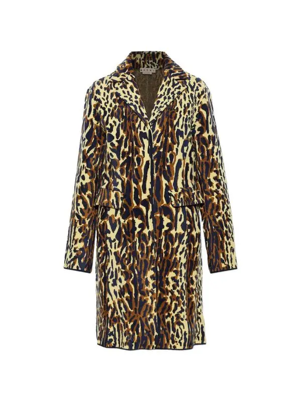 Marni Yellow Animal-print Wool Chenille Coat - Multicolor