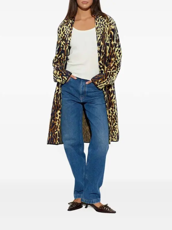 Marni Yellow Animal-print Wool Chenille Coat