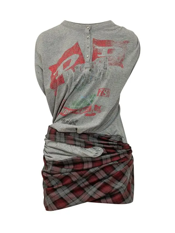 DIESEL® Check Print Mini Dress