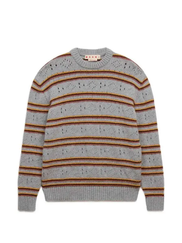 Marni Grey Cashmere Open-knit Sweater - Gray
