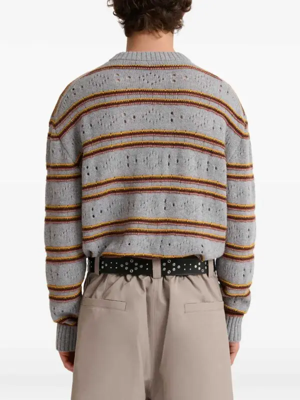 Marni Grey Cashmere Open-knit Sweater