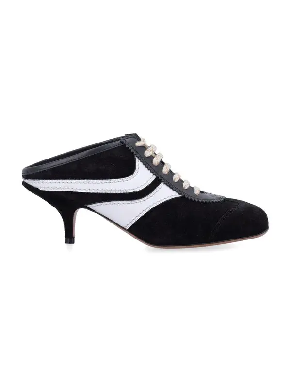 Dries Van Noten Leather Lace-up Kitten Heel Mule - Nero