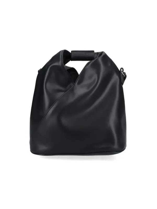 MAISON MARGIELA Leather-trim Mini Shoulder Bag With Metallic Hardware - Black
