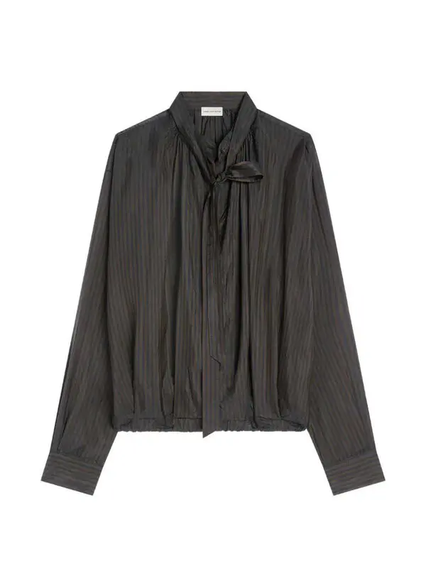 Dries Van Noten Cupro Blouse With Drawstring - Brown