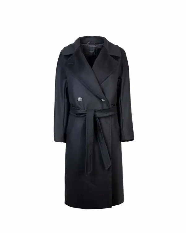 Max Mara Double-breasted Belted Wool Wrap Coat - Nero