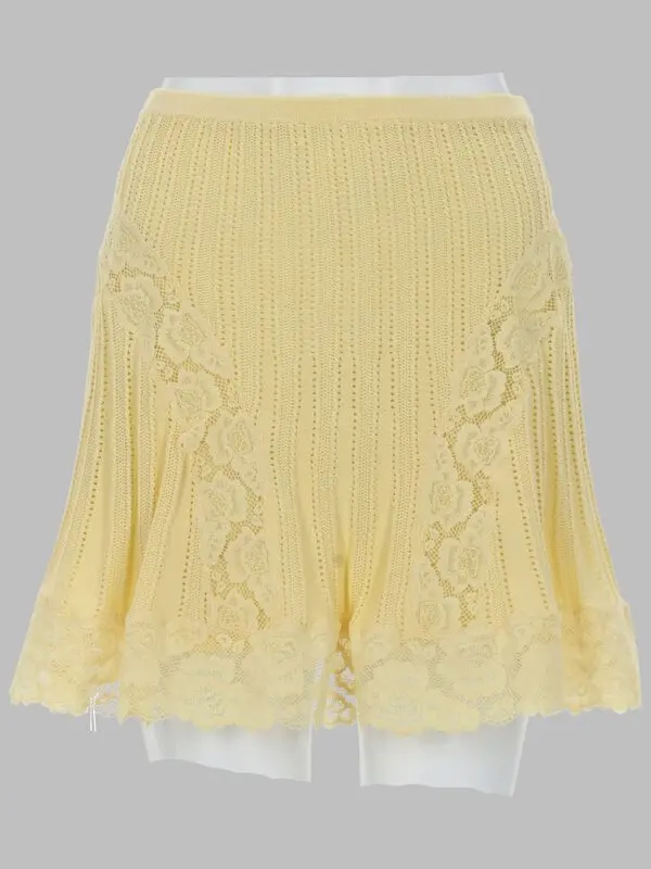 SELF-PORTRAIT Floral Lace Knit Mini Skirt