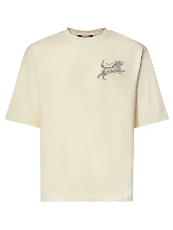Jacquemus Blue Cotton Logo T-shirt, Regular Fit Crew Neck Short Sleeve - Beige