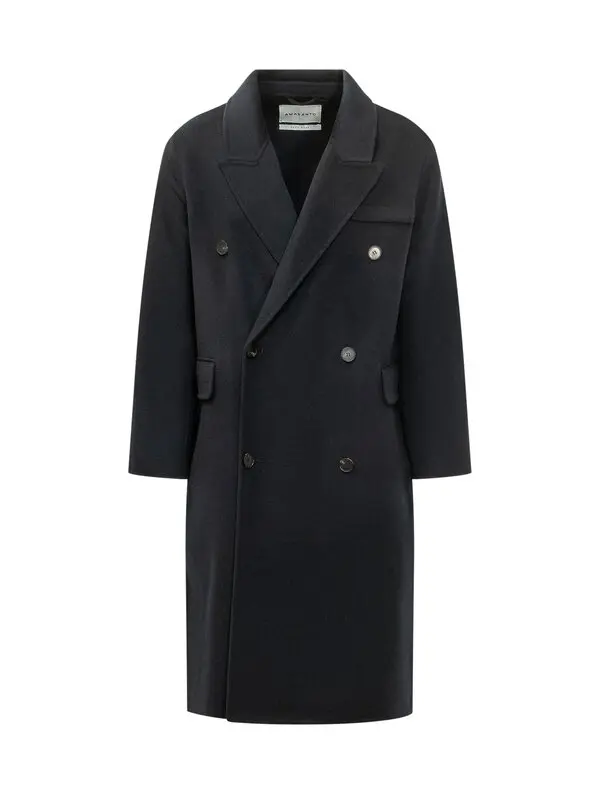 AMARANTO Overcoat With Draped Profile - Navy