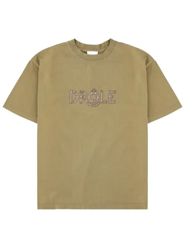 Drole De Monsieur Embroidered Logo Cotton T-shirt - Brown