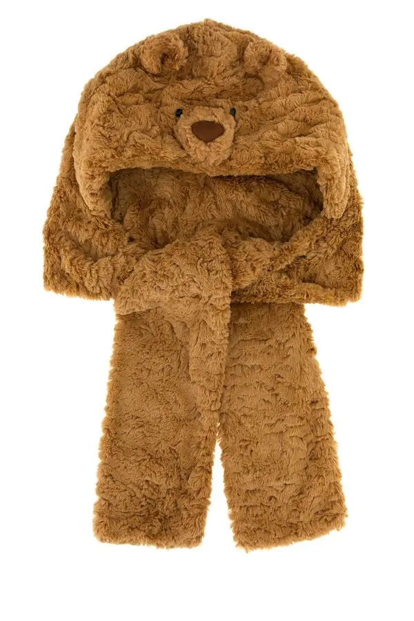 JELLYCAT Biscuit Eco Fur Bartholomew Bear Bundled Snug Hat - Camel