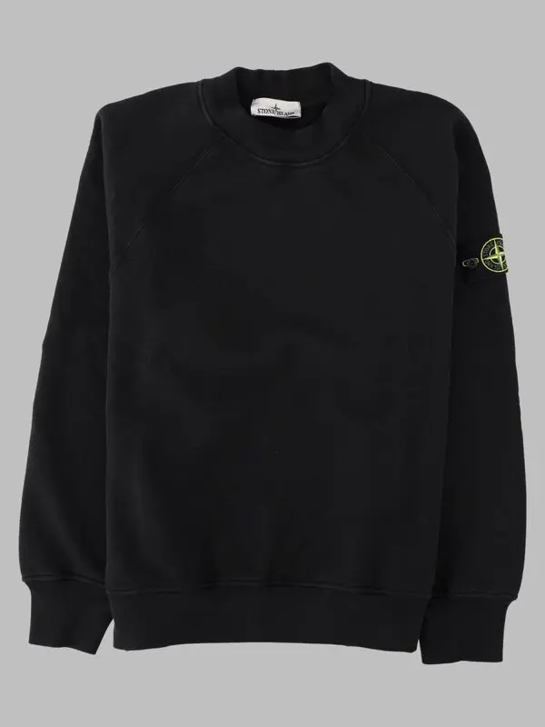 Stone Island Cotton Sweatshirt Made In Romania - Black