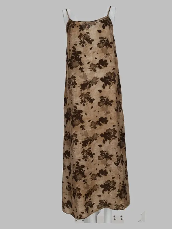 UMA WANG Viscose Cupro Draped Dress - Beige