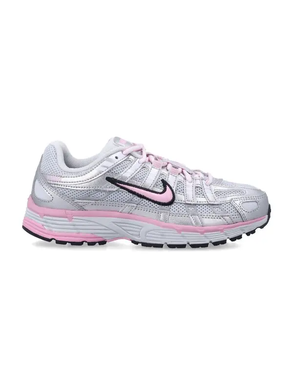 Nike P-6000 Mesh Running Sneaker With Metallic Silver Overlays And Cushioned Midsole - Pure Platinum