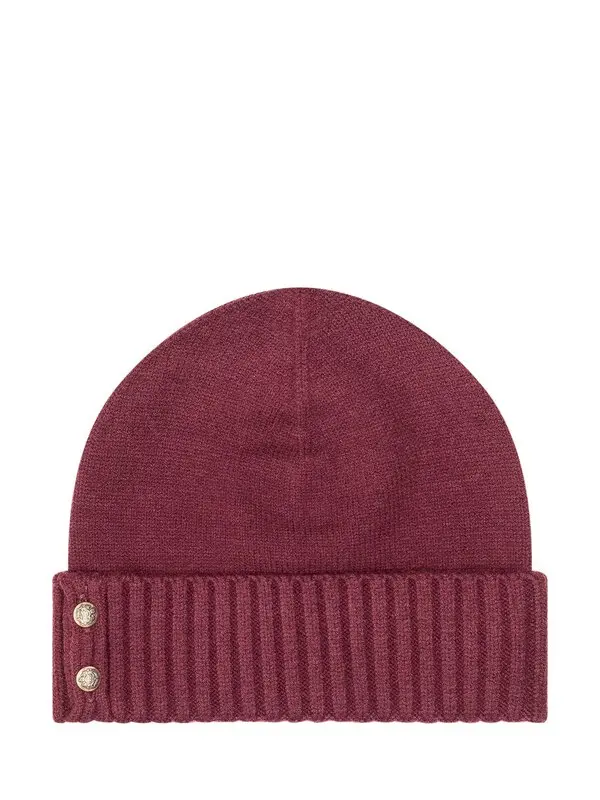 Ralph Lauren Crest Knit Beanie Hat - Dark Garnet