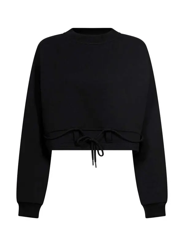 Dries Van Noten Drawstring Crew-neck Cropped Sweatshirt - Black