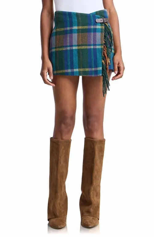 Avec Les Filles Asymmetric Wrap Miniskirt - Green Multi