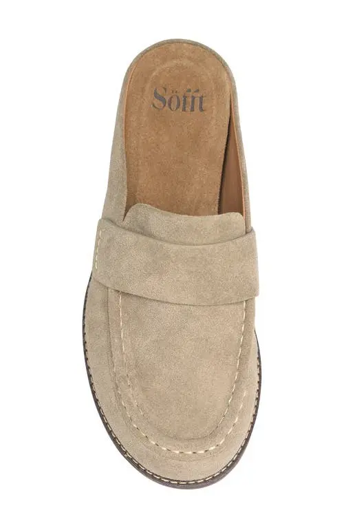 SOFFT Alicia Leather Flat Mule - Light Grey