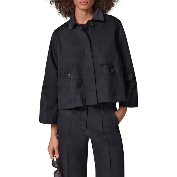Donna Karan New York Twill Bell Sleeve Trapeze Shirtjacket - Black