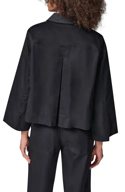 Donna Karan New York Twill Bell Sleeve Trapeze Shirtjacket - Black
