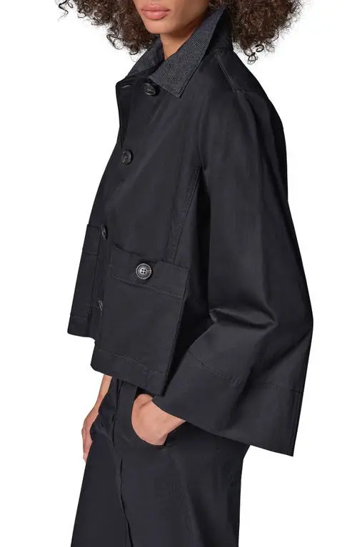 Donna Karan New York Twill Bell Sleeve Trapeze Shirtjacket - Black