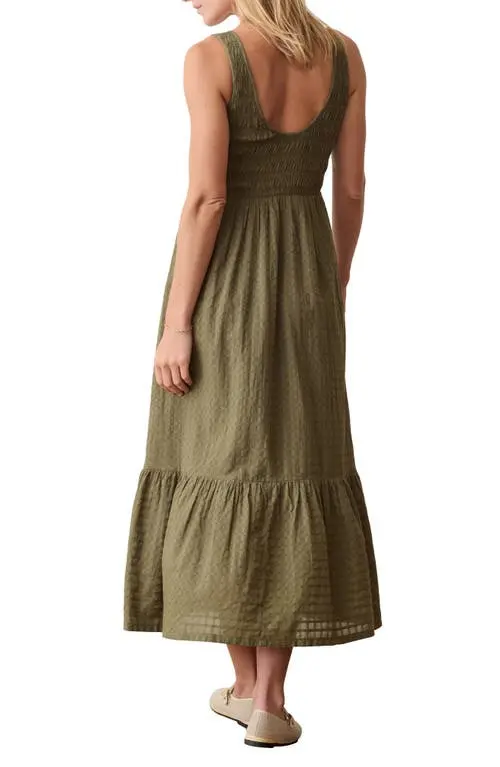 Marine Layer Tessa Smocked Cotton Midi Dress