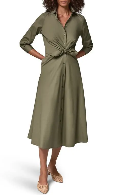 Donna Karan New York Poplin Tie Front Shirtdress - Sage
