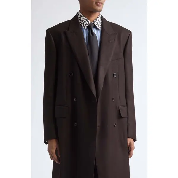 TOM FORD Soft Wool Double Breasted Overcoat - Ebc Deep Brown