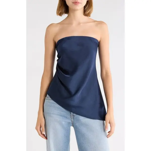 WAYF Vienna Strapless Top - Navy