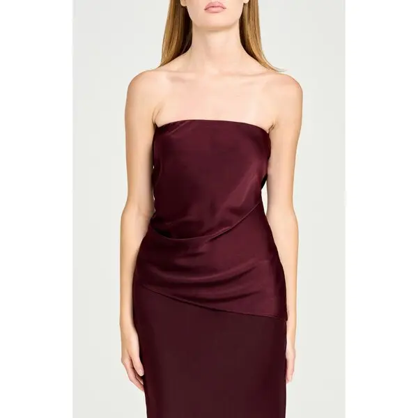 WAYF Vienna Strapless Top - Raisin