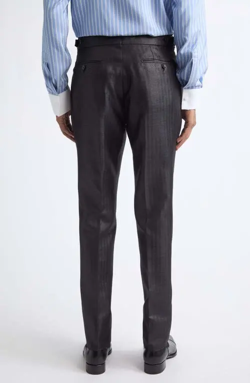 TOM FORD Glamorous Flat Front Wool Blend Herringbone Trousers