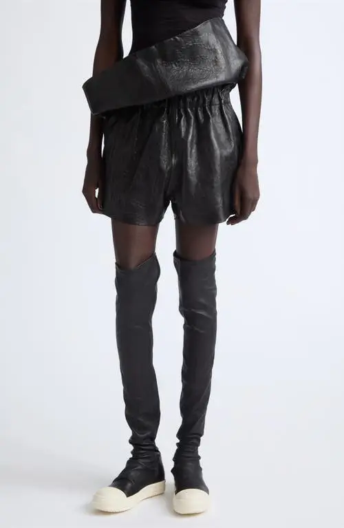 Rick Owens Crater Leather Shorts - Black