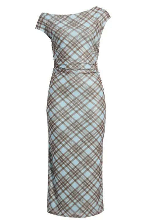 PETAL & PUP Clea Off The Shoulder Mesh Midi Dress