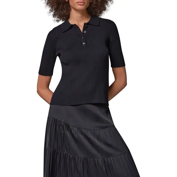 Donna Karan New York Rib Button Front Sweater - Black
