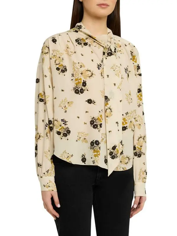Isabel Marant Étoile Marant Fedry Floral-print Silk Blouse With Scarf-style Neckline - Multicolor