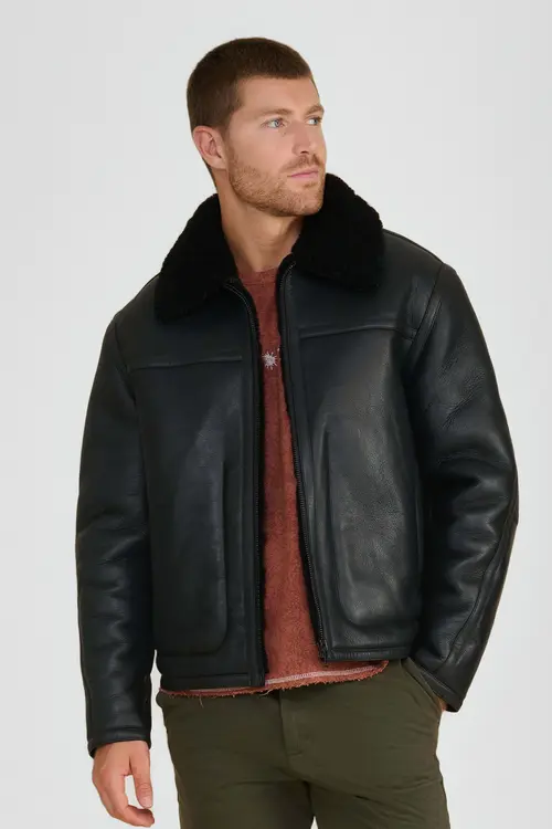 FURNIQ UK Landon Leather Shearling Jacket