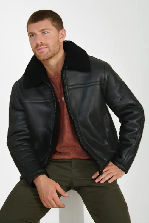 FURNIQ UK Landon Leather Shearling Jacket