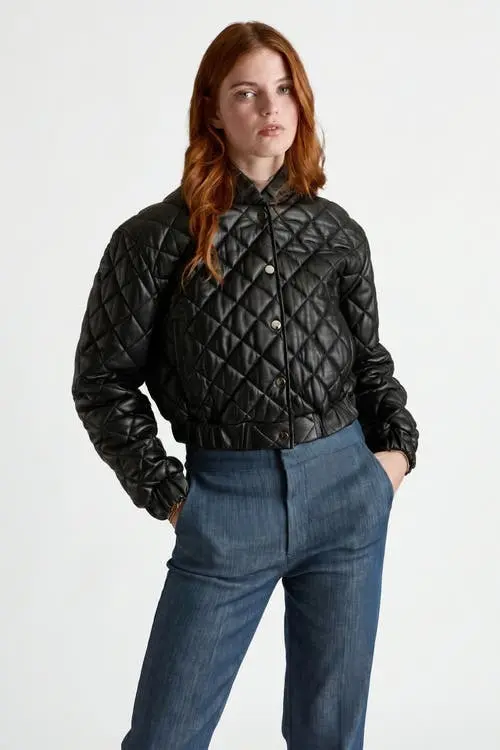 FURNIQ UK Aveline Quilted Leather Jacket