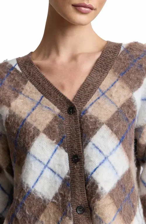 Avec Les Filles Argyle Jacquard Cardigan