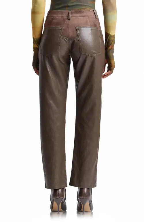 Avec Les Filles High Waist Yoke Slim Faux Leather Pants