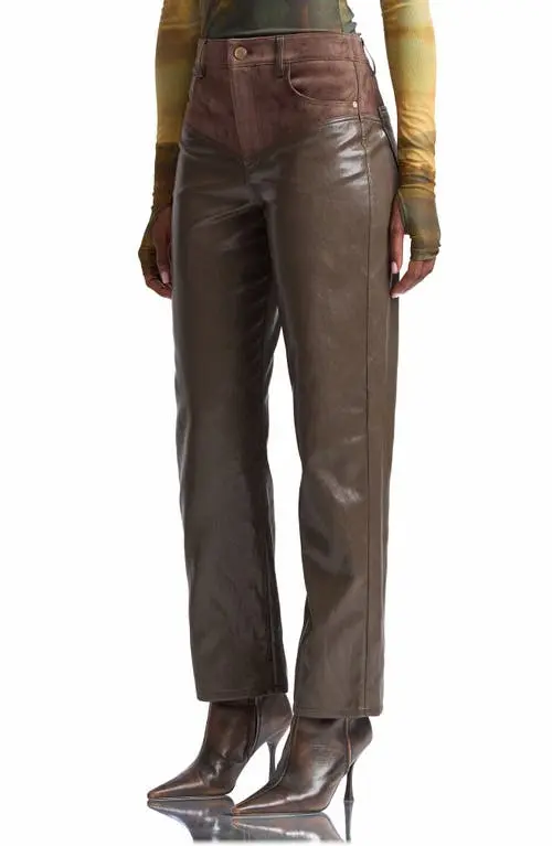 Avec Les Filles High Waist Yoke Slim Faux Leather Pants