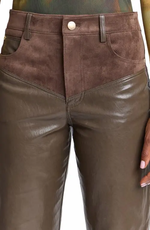 Avec Les Filles High Waist Yoke Slim Faux Leather Pants