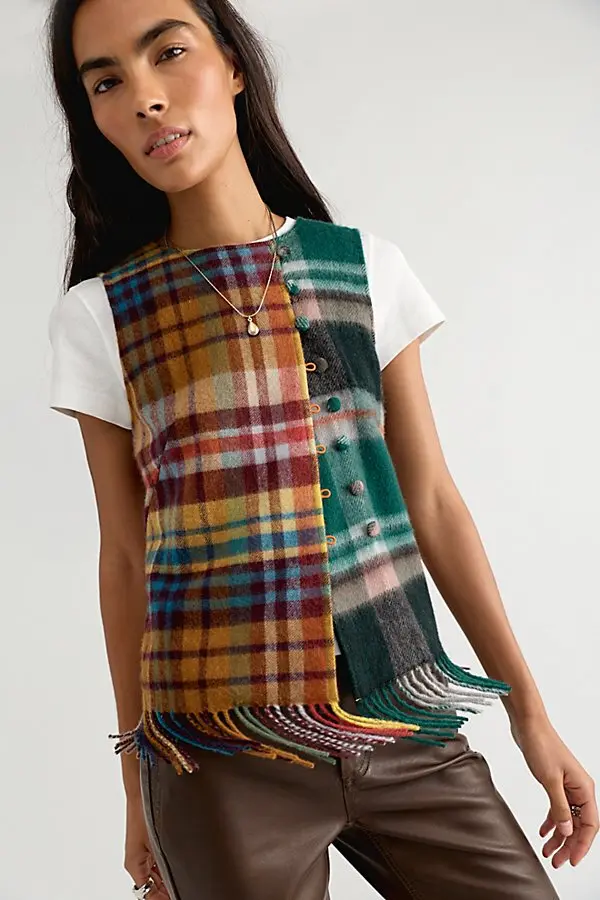 Celiab Plaid Wool Vest